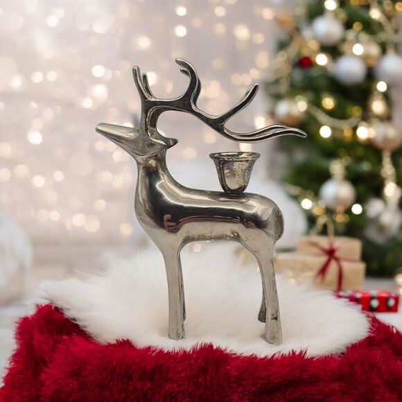 Unbranded | Accents | Vintage Copper Reindeer Candle Holder 734 Tall ...